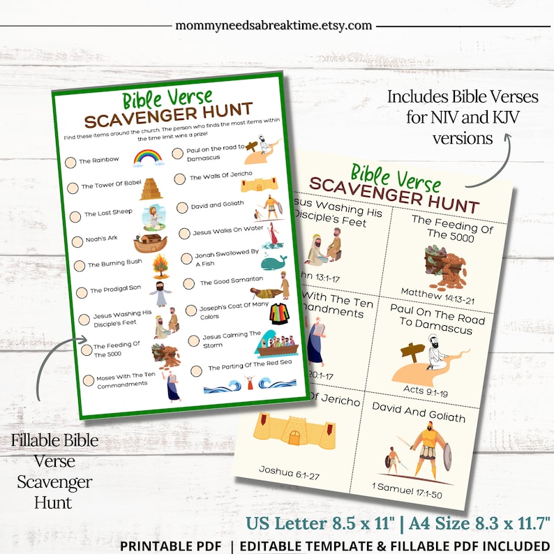 Bible Scavenger Hunt Church Treasure Hunt | Printable Bible Game Bible ...