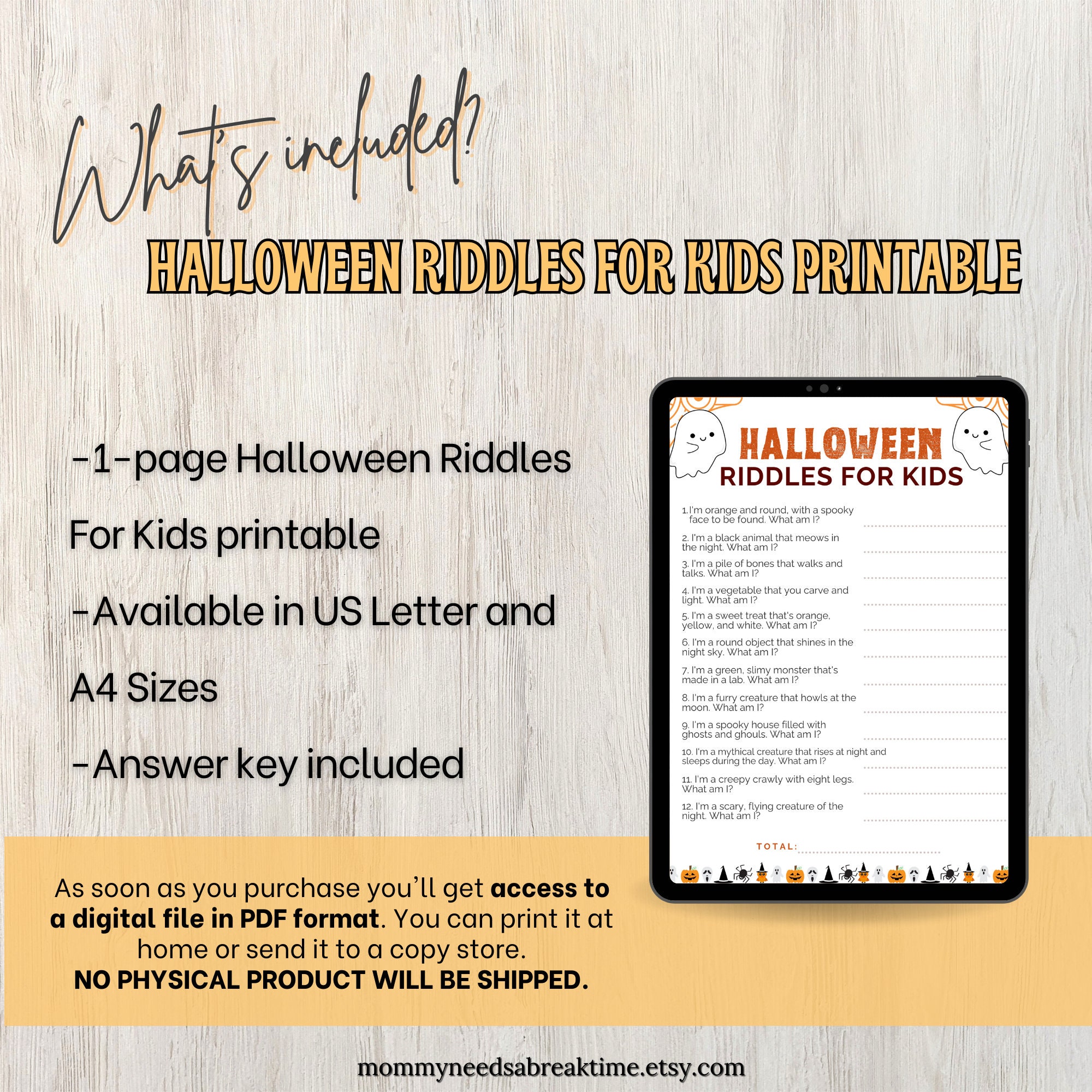 Halloween Riddles for Kids Halloween Puzzle, Kids Halloween Trivia ...