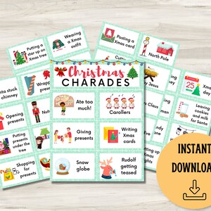 Christmas Charades Bible Games for Kids, Winter Pictionary Winter Party ...