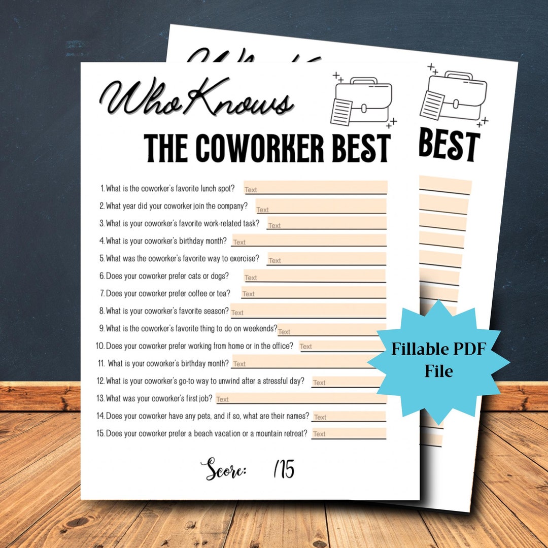 Who Knows the Coworker Best,workplace Games, Team Building Games,office ...