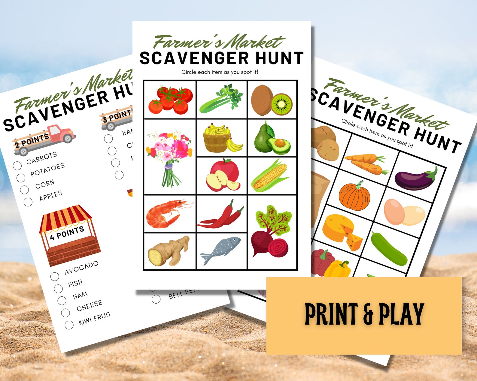 Farmers Market Scavenger Hunt for Kids, Outdoor Scavenger Hunt for Kids ...