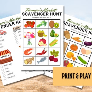 Farmers Market Scavenger Hunt for Kids, Outdoor Scavenger Hunt for Kids ...