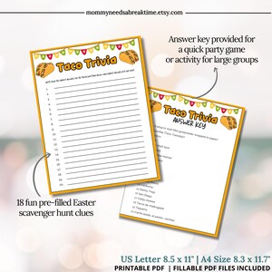 Taco Trivia Taco Party Games, Cinco De Mayo Games Taco Game Night ...