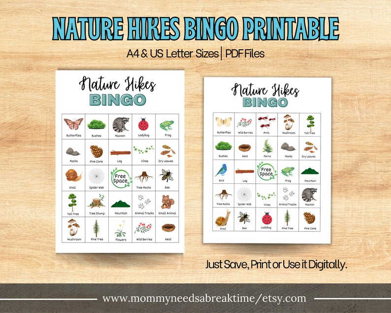 Nature Bingo Nature Hikes Bingo Printable, Nature Hunt Kids Bingo ...