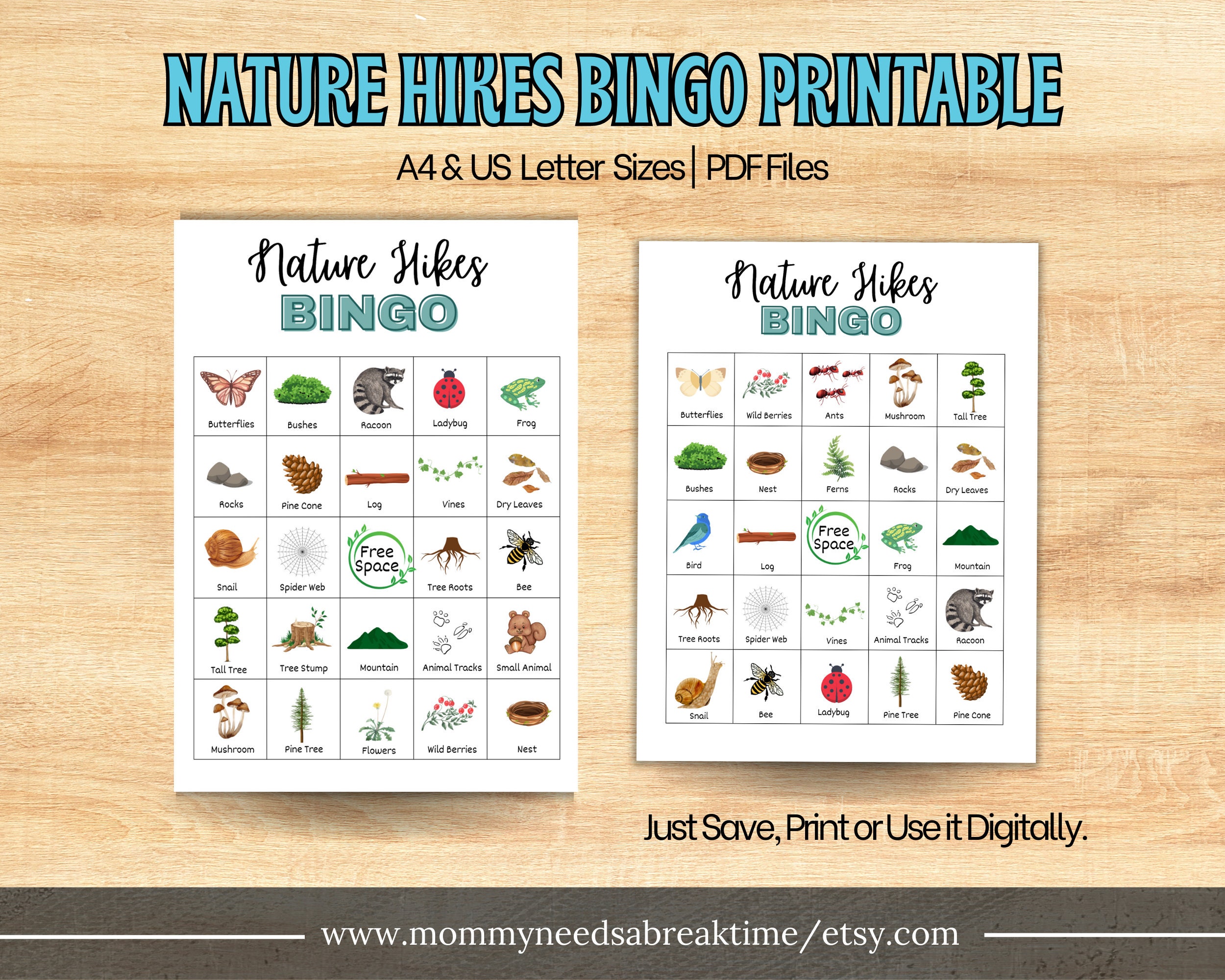 Nature Bingo Nature Hikes Bingo Printable, Nature Hunt Kids Bingo ...