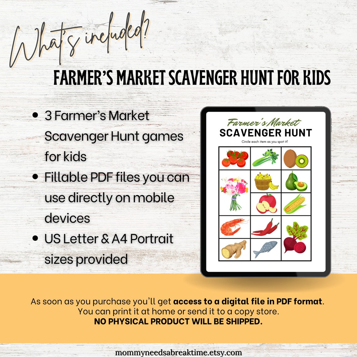 Farmers Market Scavenger Hunt for Kids, Outdoor Scavenger Hunt for Kids ...