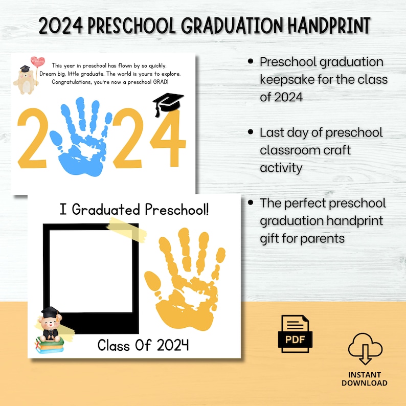 2024 Preschool Graduation Handprint, Preschool Grad Gift Handprint ...