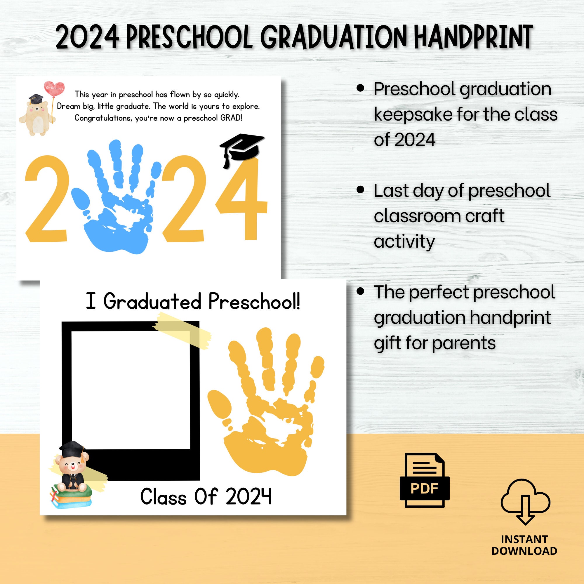 2024 Preschool Graduation Handprint, Preschool Grad Gift Handprint ...