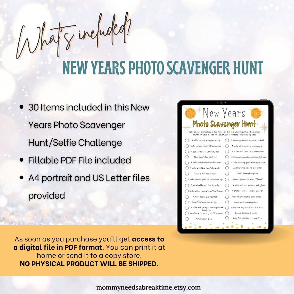 New Years Photo Scavenger Hunt New Years Game, New Years Eve Games New ...
