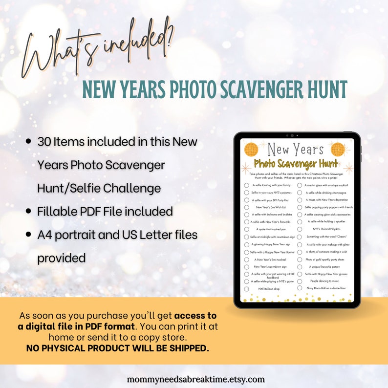 New Years Photo Scavenger Hunt New Years Game, New Years Eve Games New ...