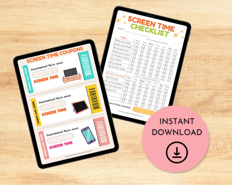 Summer Screen Time Checklist Screen Time Checklist, Kids Daily ...