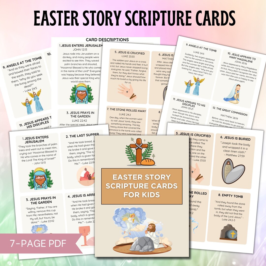 Easter Scripture Cards for Kids | Holy Week Printable Easter Story ...