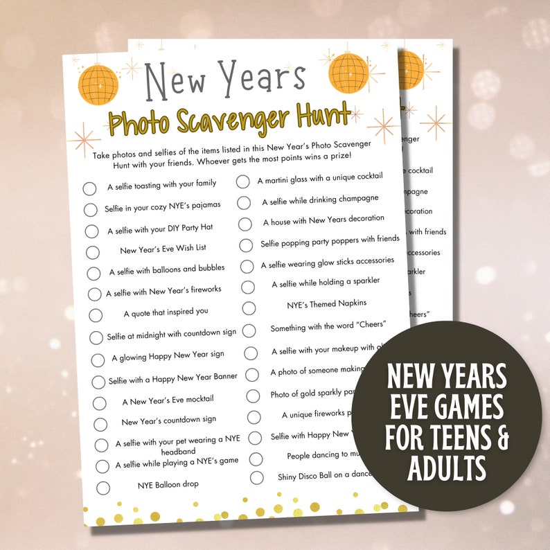 New Years Photo Scavenger Hunt New Years Game, New Years Eve Games New ...