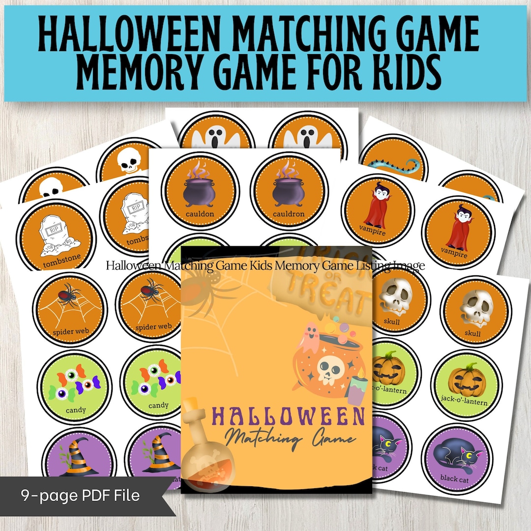 Halloween Matching Game Memory Game Kids | Preschool Halloween Party ...
