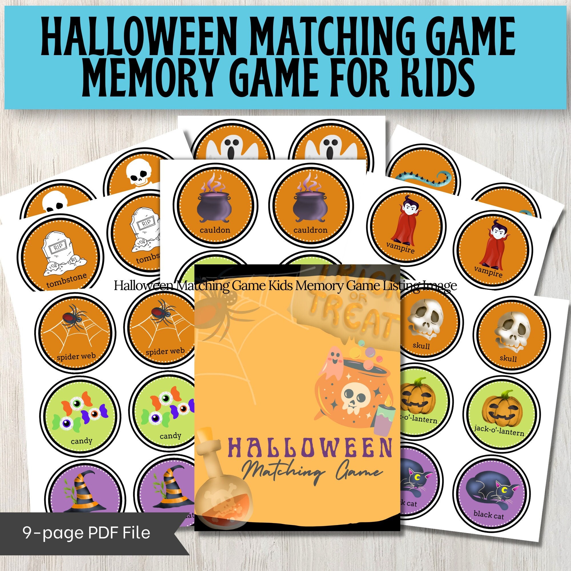 Halloween Matching Game Memory Game Kids Preschool Halloween Party Game ...