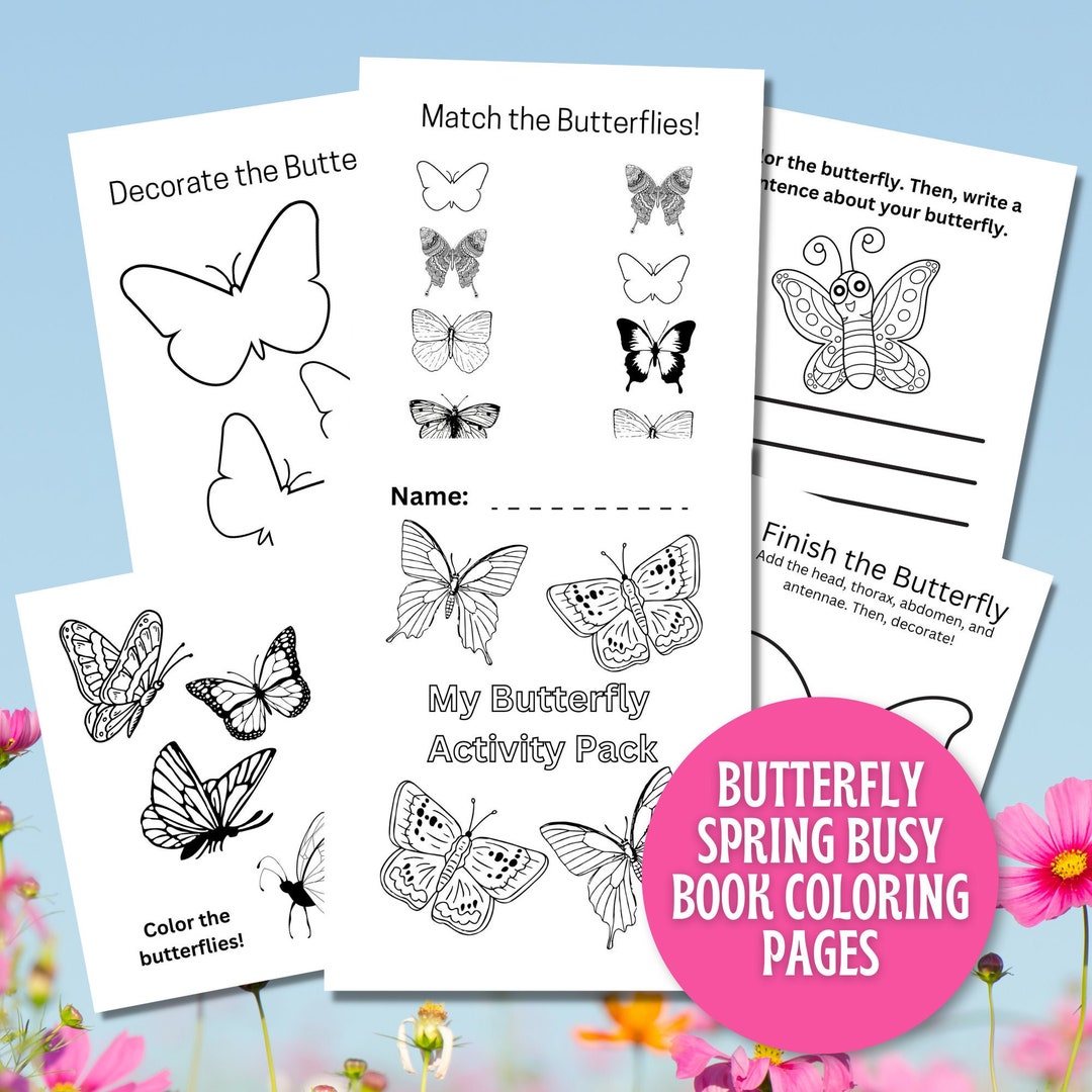 Butterfly Spring Busy Book, Montessori Spring Butterfly Coloring ...