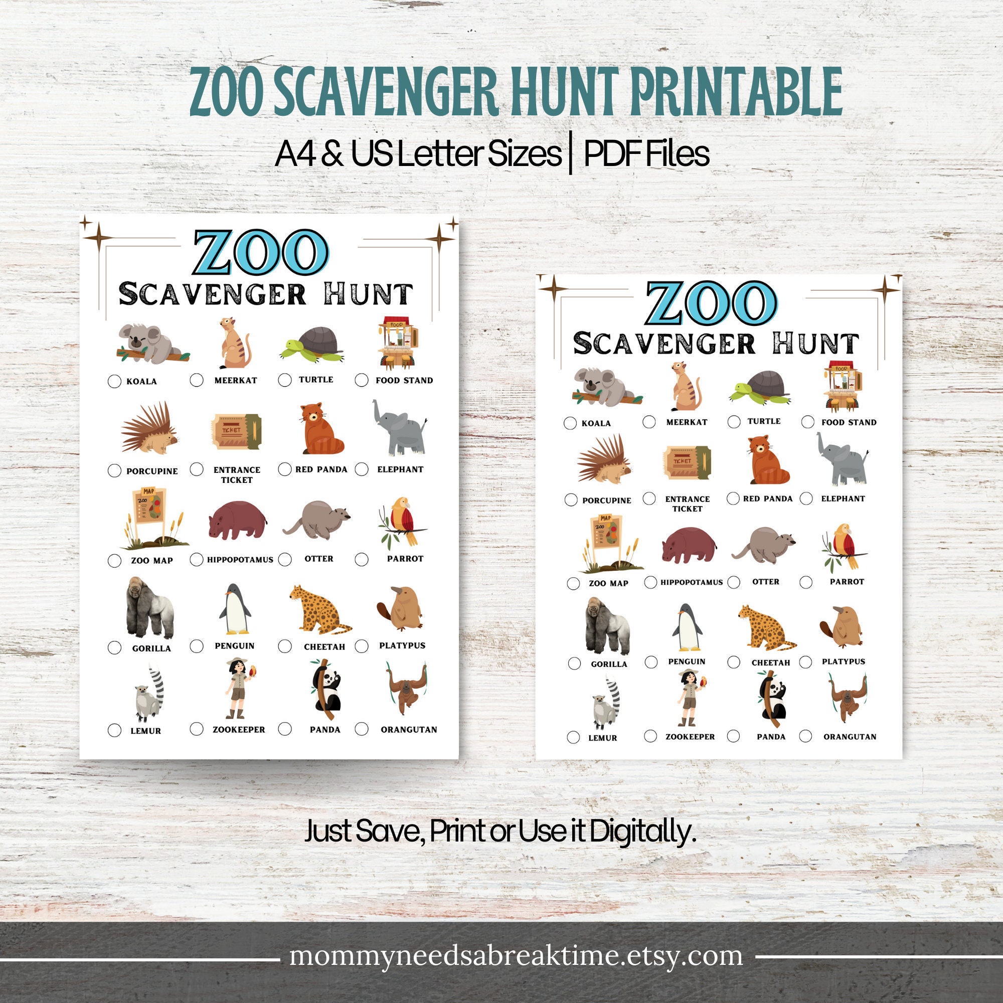 Zoo Scavenger Hunt Zoo Treasure Hunt, Birthday Scavenger Hunt, Zoo ...