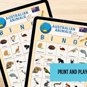 Australian Animals Bingo for Kids, Australia Animal Bingo Cards ...