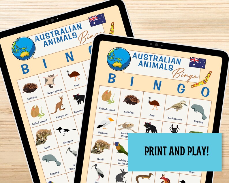 Australian Animals Bingo for Kids, Australia Animal Bingo Cards ...