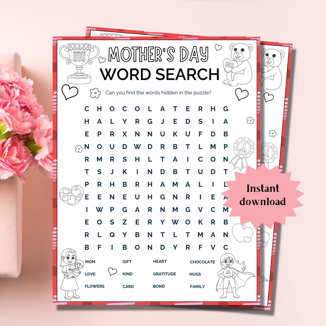 Mothers Day Word Search Mothers Day Puzzle, Mothers Day Activity ...