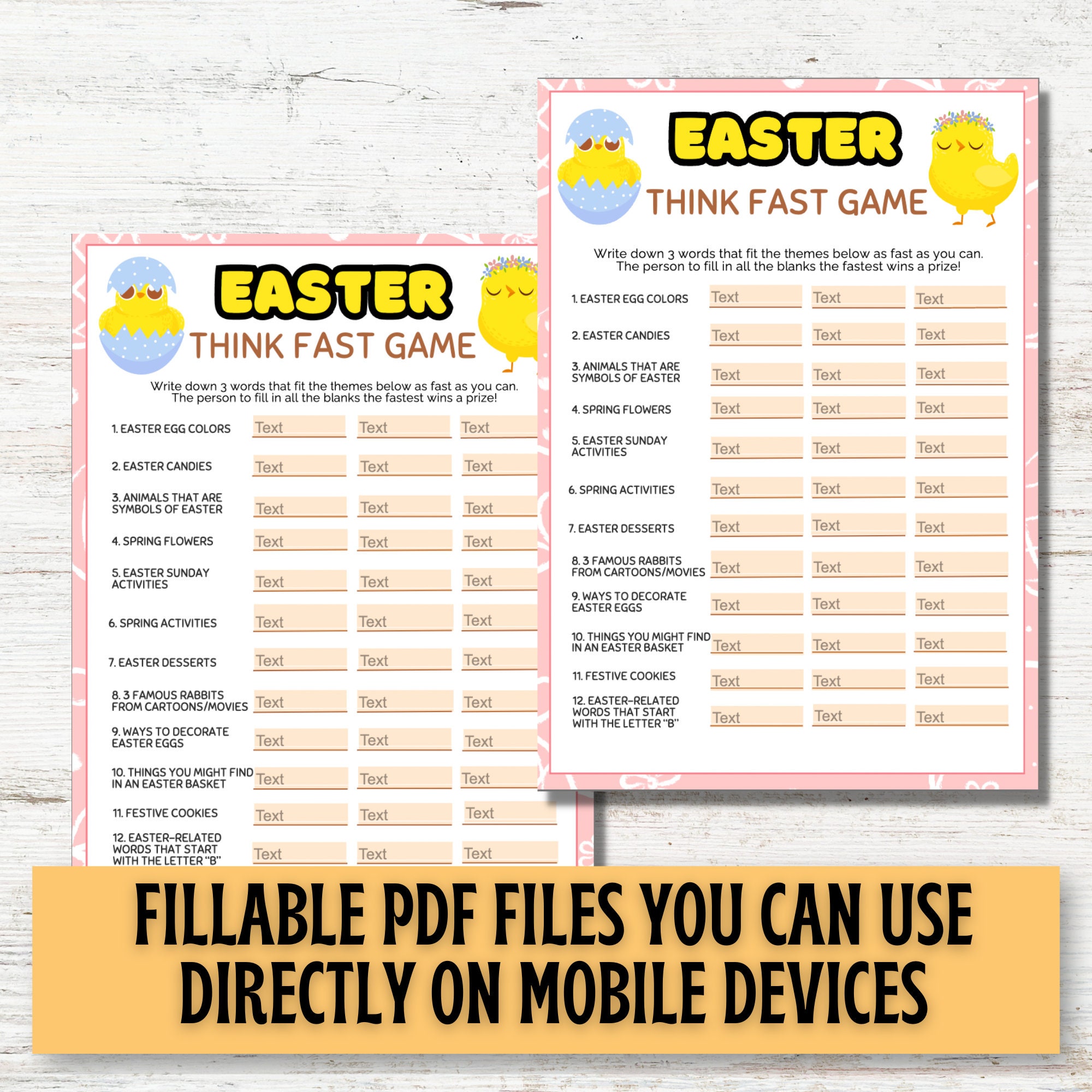 Easter Think Fast Game Easter Trivia Easter Word Game Easter Family ...