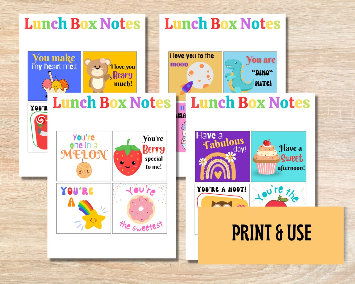 Printable Lunch Box Notes for Kids | Funny Lunch Box Cards | Lunch Box ...