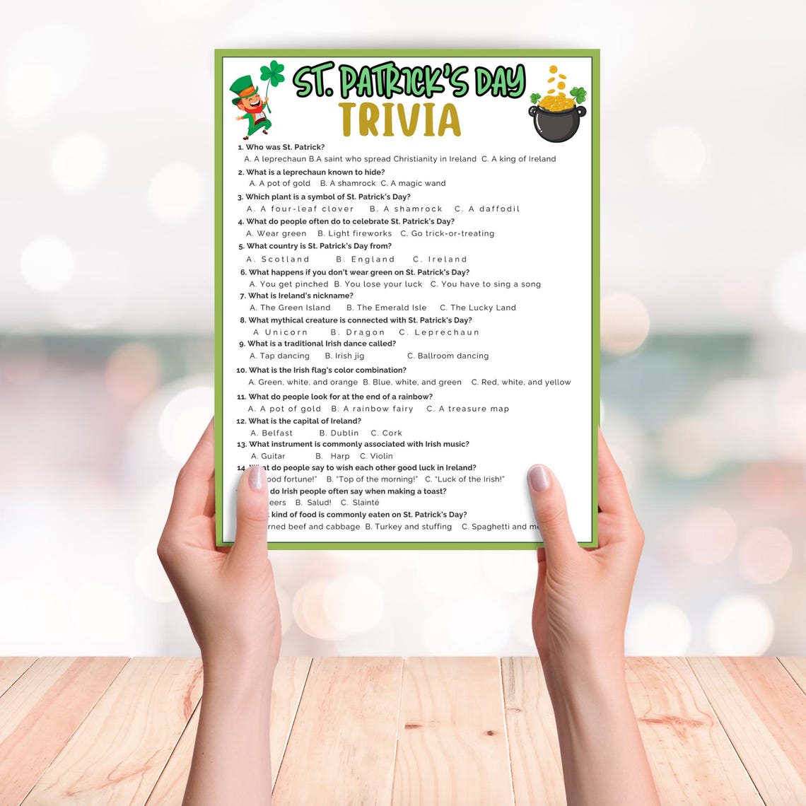 St Patricks Day Trivia Leprechaun Games, St Paddys Day Games, St ...