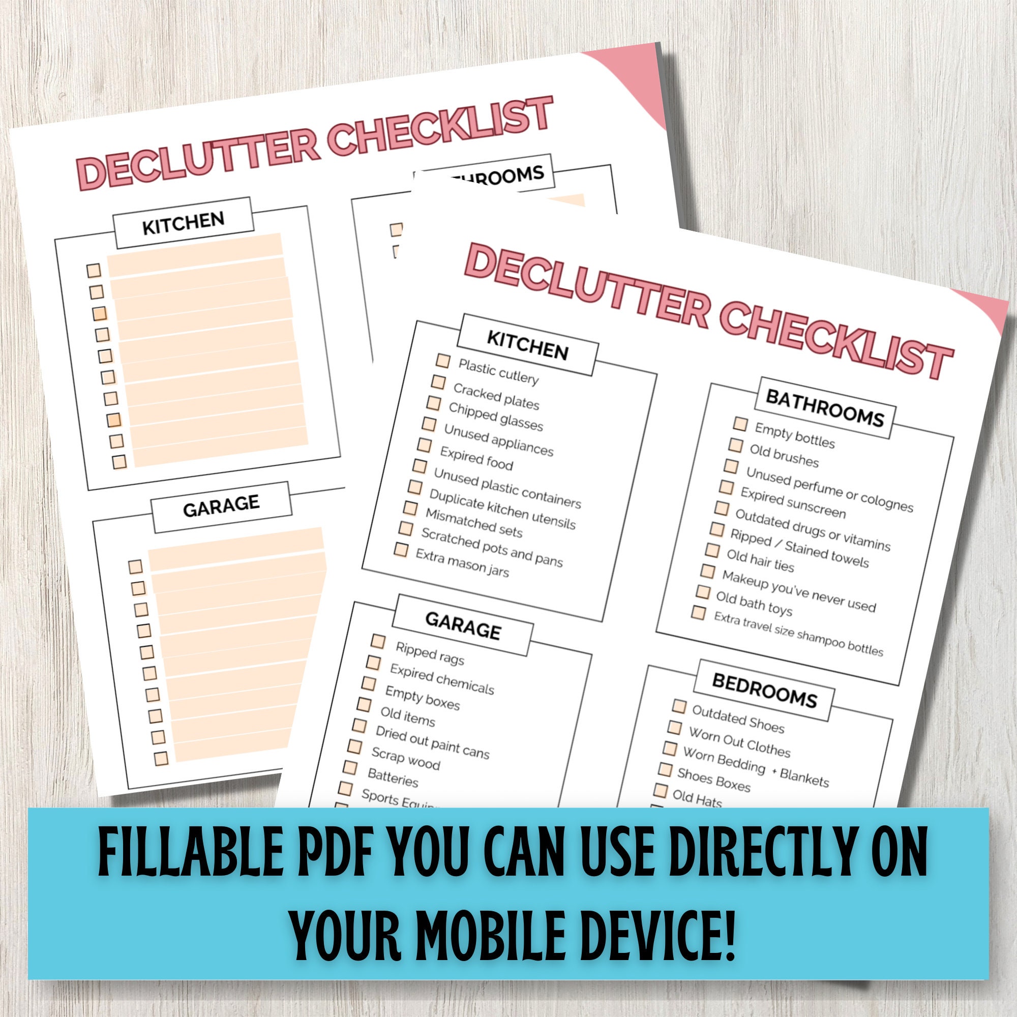 Declutter Checklist Printable Spring Cleaning, Declutter Printable ...