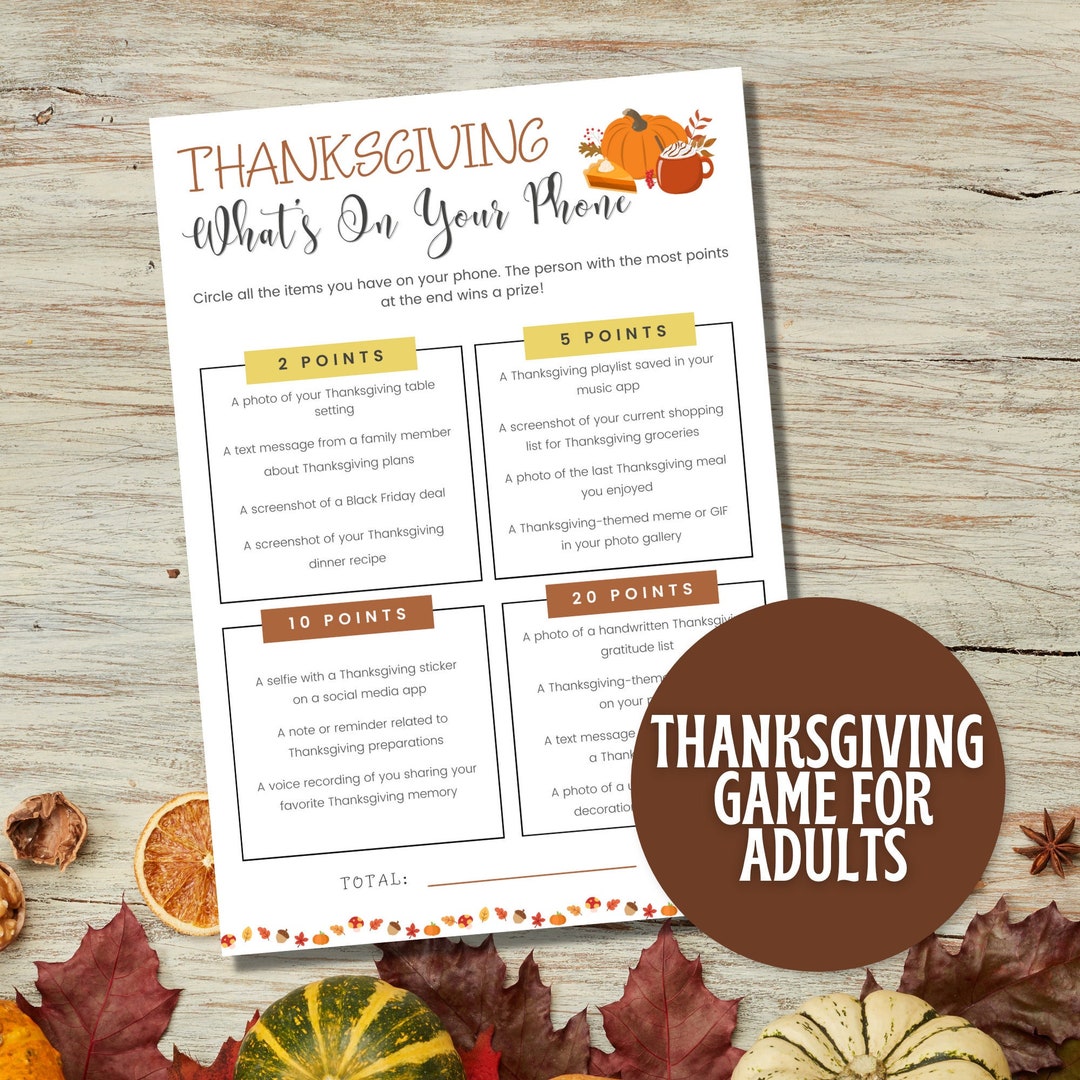 Thanksgiving Whats on Your Phone, Thanksgiving Games for Adults Family ...