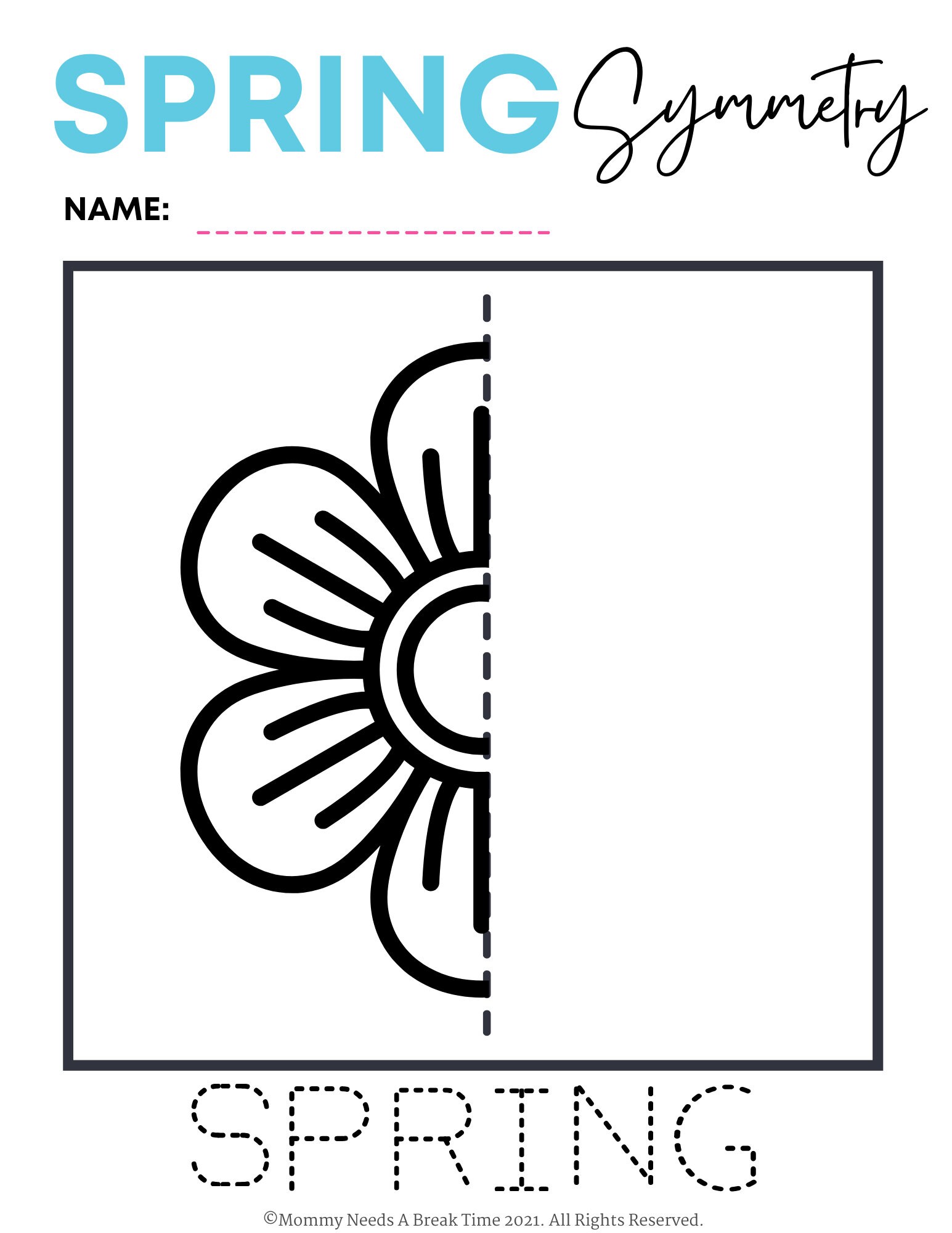 Spring Activity Book Printable | Spring Symmetry Spring Coloring Page ...