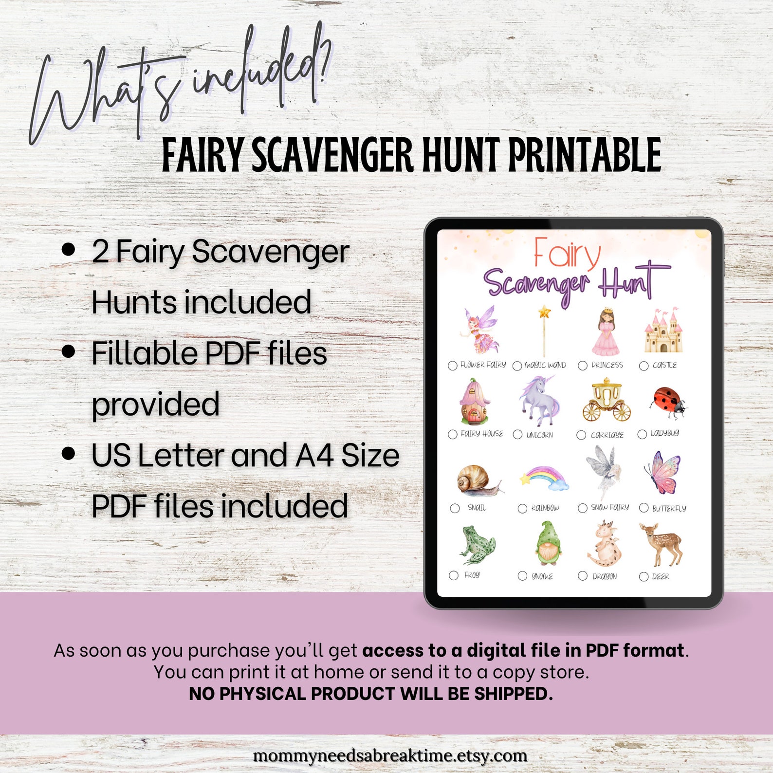 Fairy Scavenger Hunt Fairy Party Favors, Girls Scavenger Hunt Fairy ...