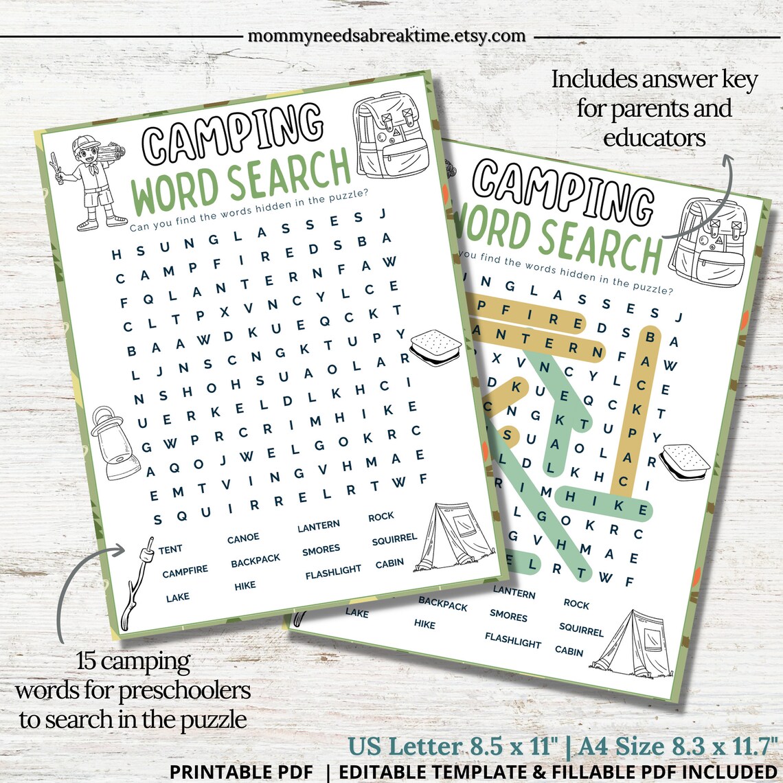 Camping Word Search Camping Activities, Camping Games, Kids Word Search ...