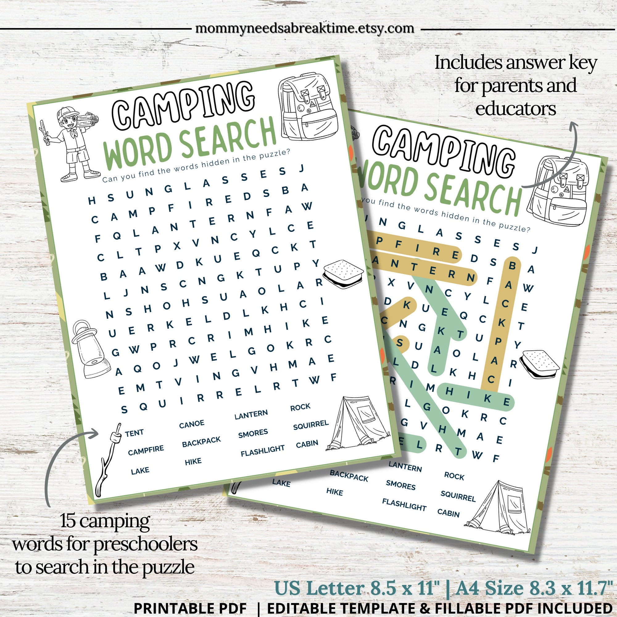 Camping Word Search Camping Activities, Camping Games, Kids Word Search ...