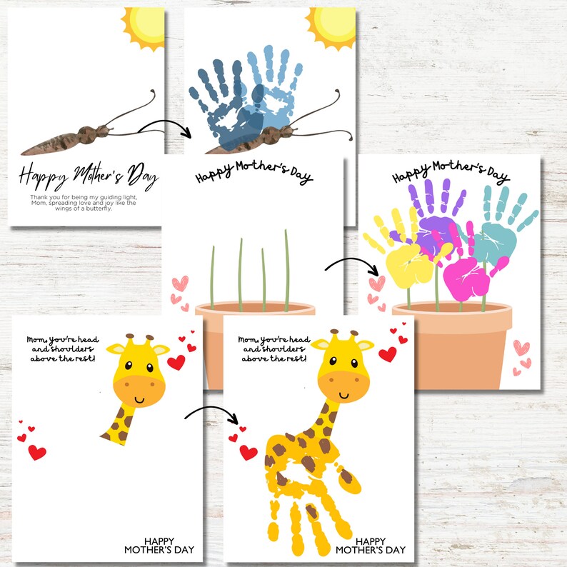 Mothers Day Handprint Art, Mom Handprint Craft Card, Grandma Mothers ...