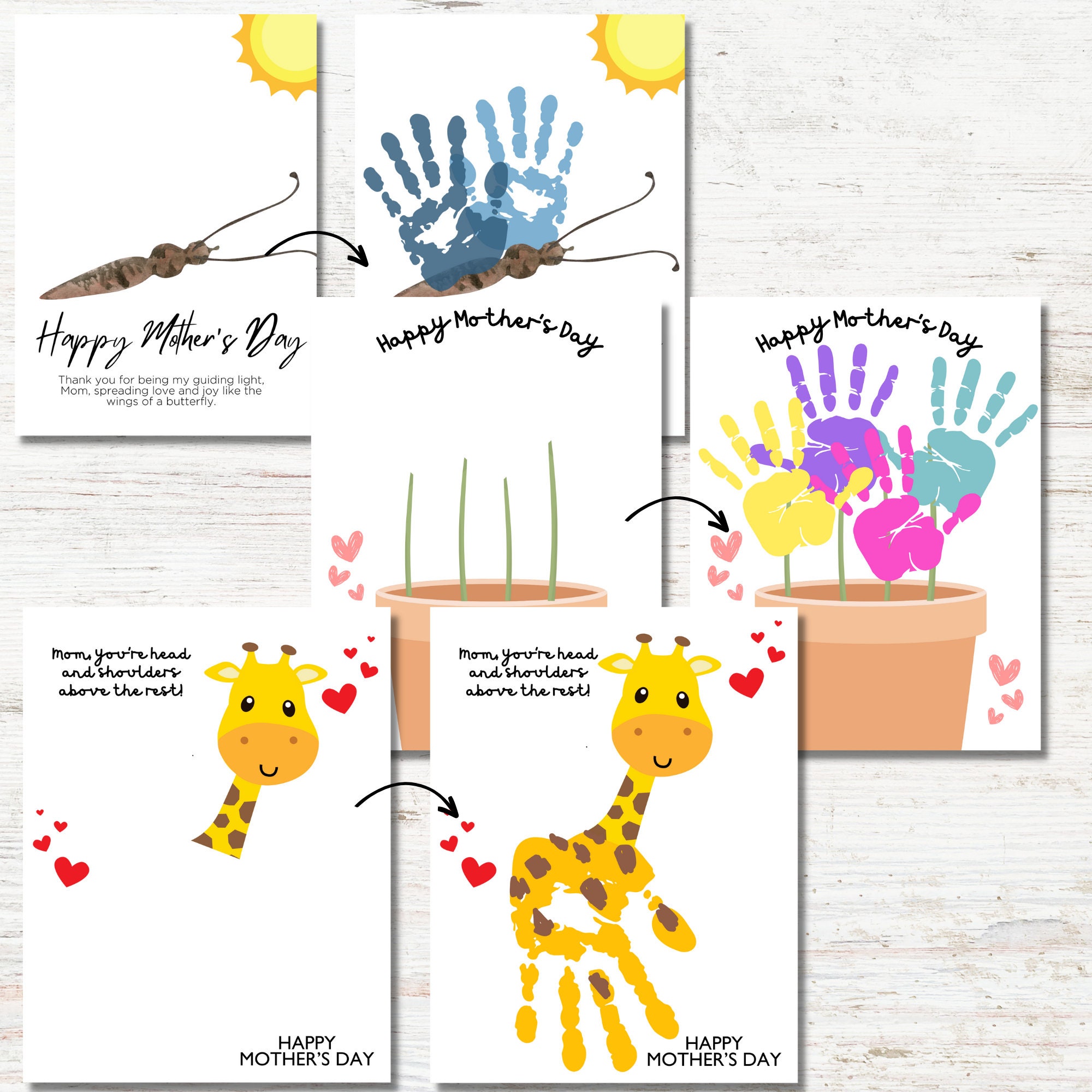 Mothers Day Handprint Art, Mom Handprint Craft Card, Grandma Mothers ...