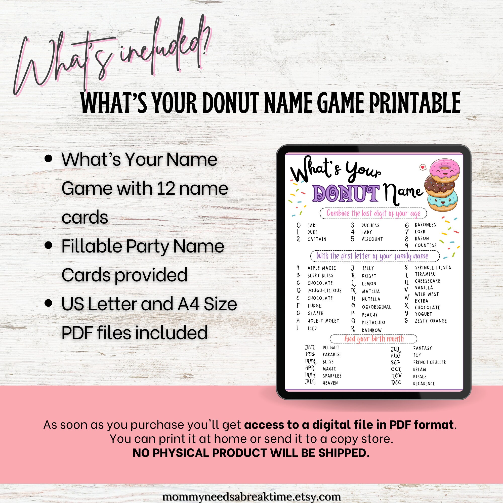 Donut Name Game Donut Party Games, Whats Your Donut Name Summer Party ...