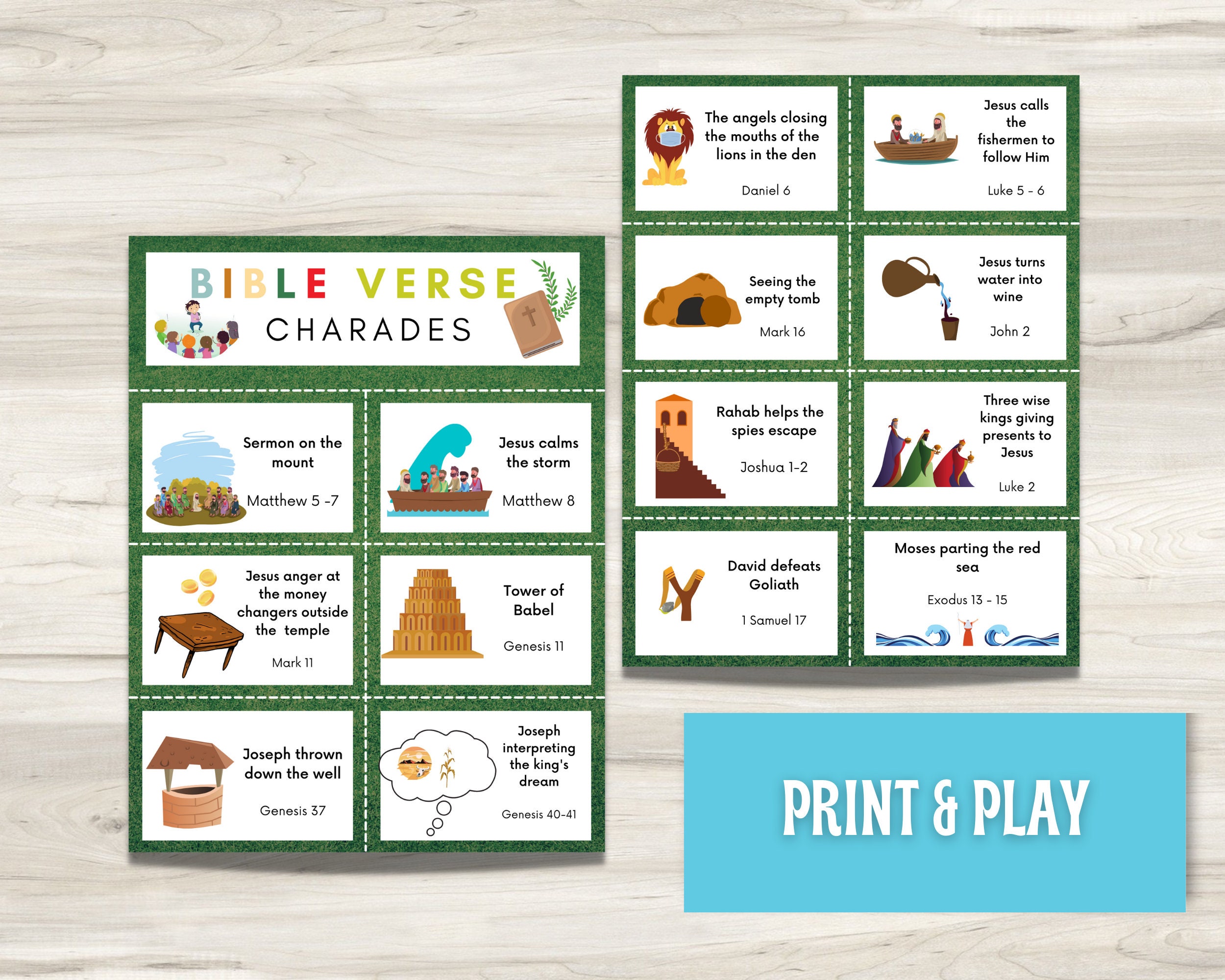 Bible Verse Charades for Kids Bible Pictionary, Bible Activities for ...