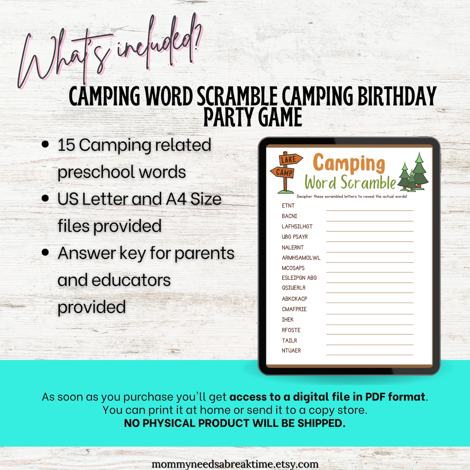 Camping Word Scramble Camping Activities | Road Trip Games Sleepover ...
