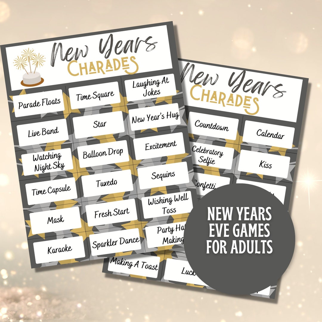 New Years Charades New Years Eve Game, New Years Party Games Printable ...