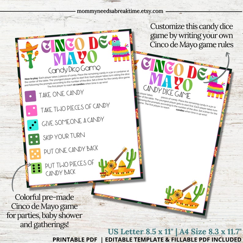 Cinco De Mayo Candy Dice Game, Cinco De Mayo Games Fiesta Ice Breaker ...