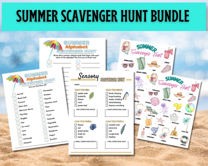 Summer Scavenger Hunt Printable for Kids, Summer Printable Bundle ...
