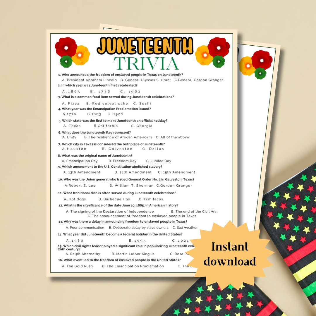 Juneteenth Trivia Game Juneteenth Games | Black History Games Trivia ...