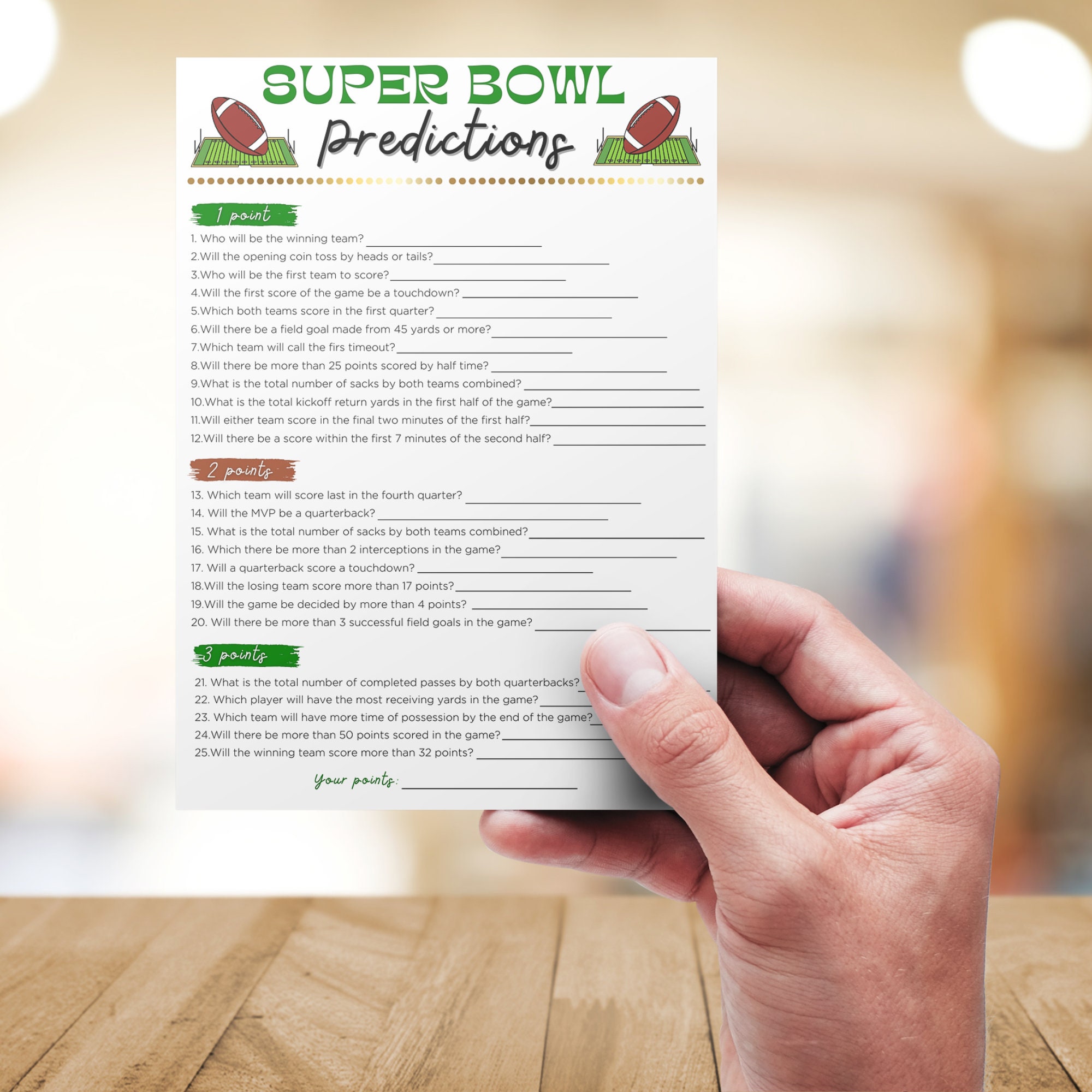 Superbowl Predictions Superbowl Party Games, Game Day Predictions ...