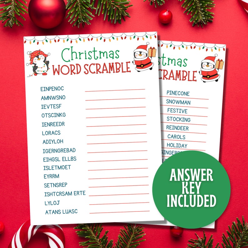 Printable Christmas Word Scramble, Fillable Christmas Word Scramble ...