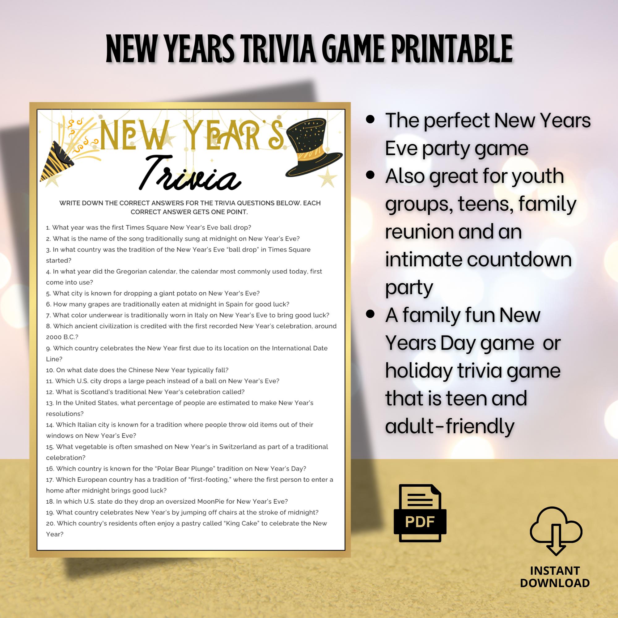 New Years Trivia New Years Games, Family Reunion Games New Years Eve ...