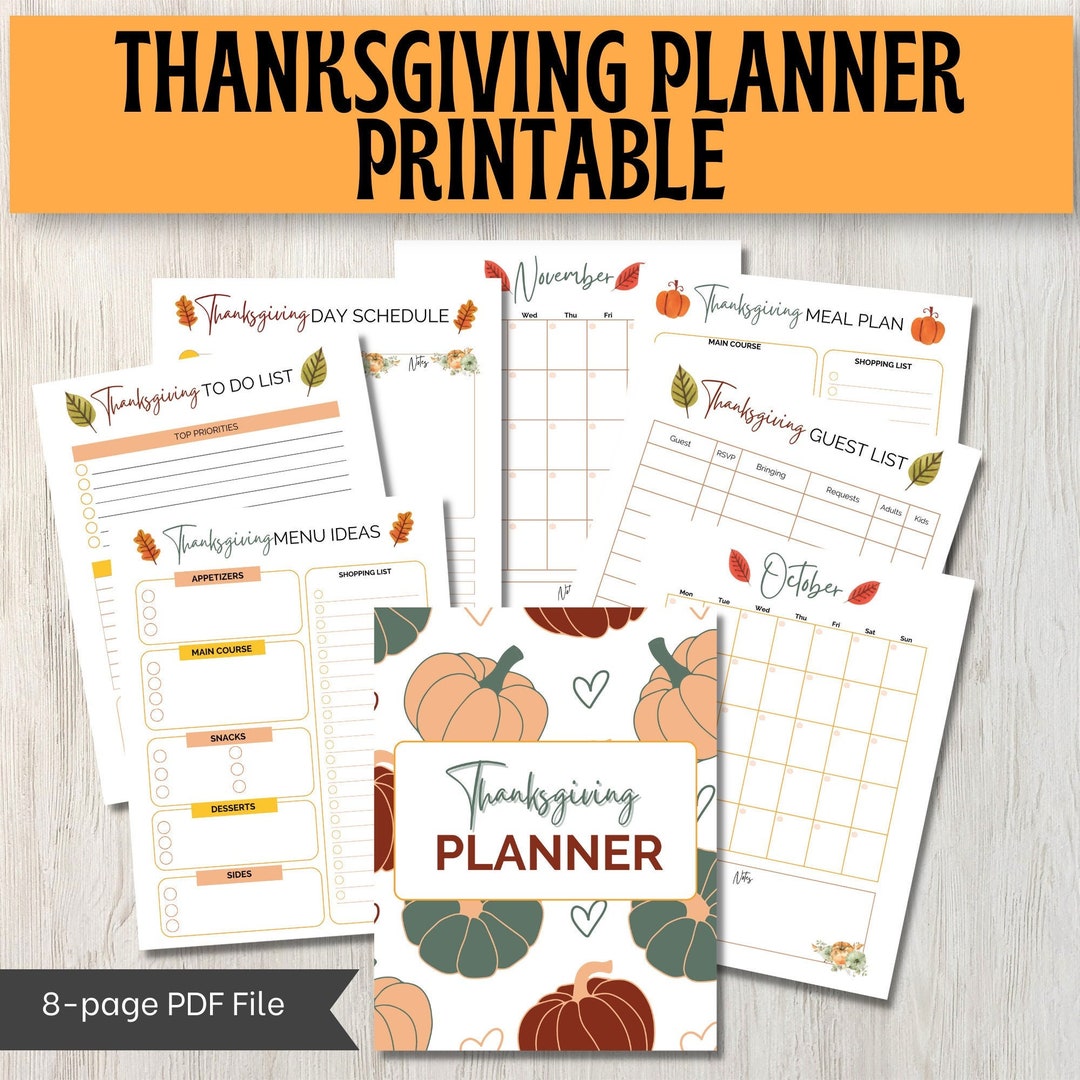 Friendsgiving Party Thanksgiving Planner Printable | Friendsgiving Menu ...