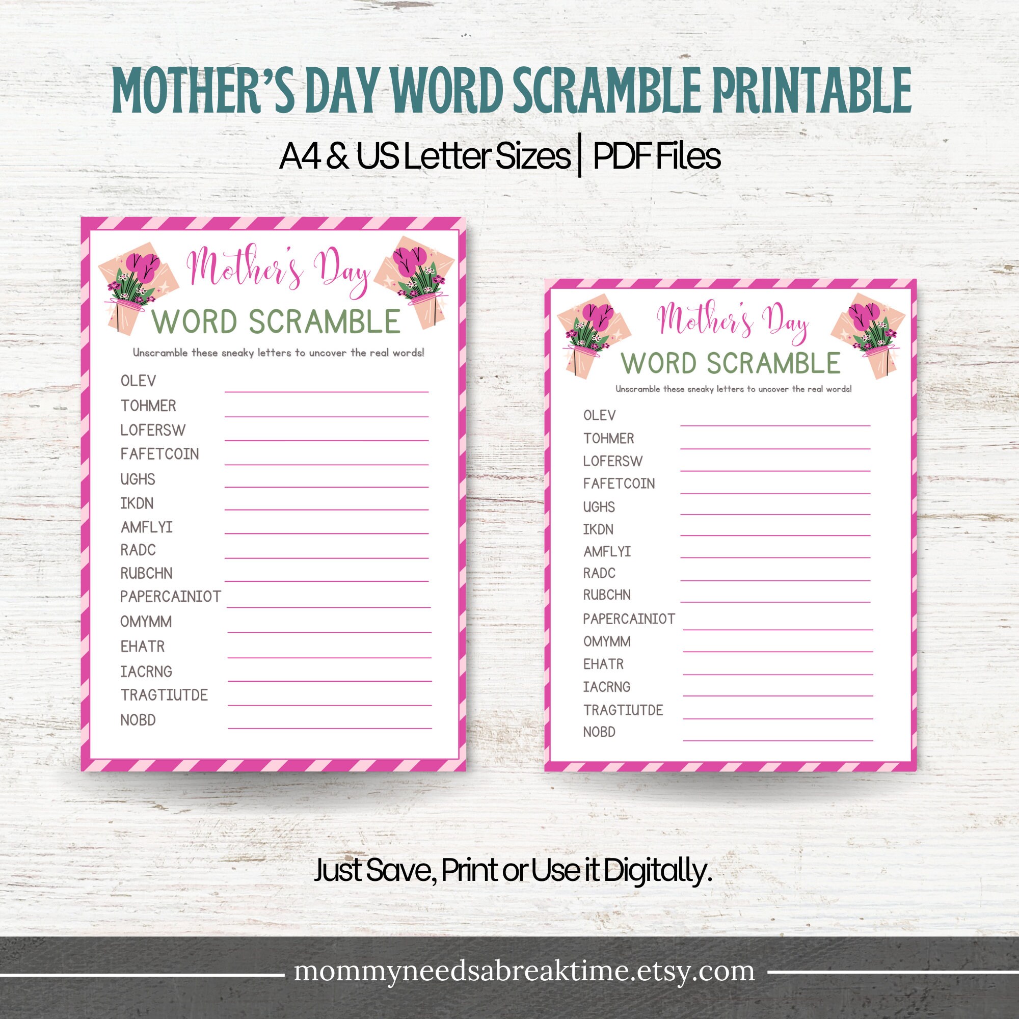 Mothers Day Word Scramble Mothers Day Puzzle Mothers Day Classroom ...