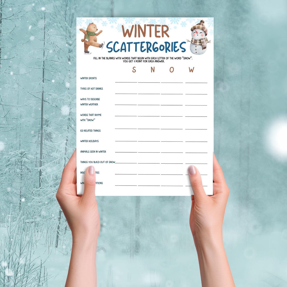 Winter Scattergories, Winter Party Games Winter Classroom Games Class ...