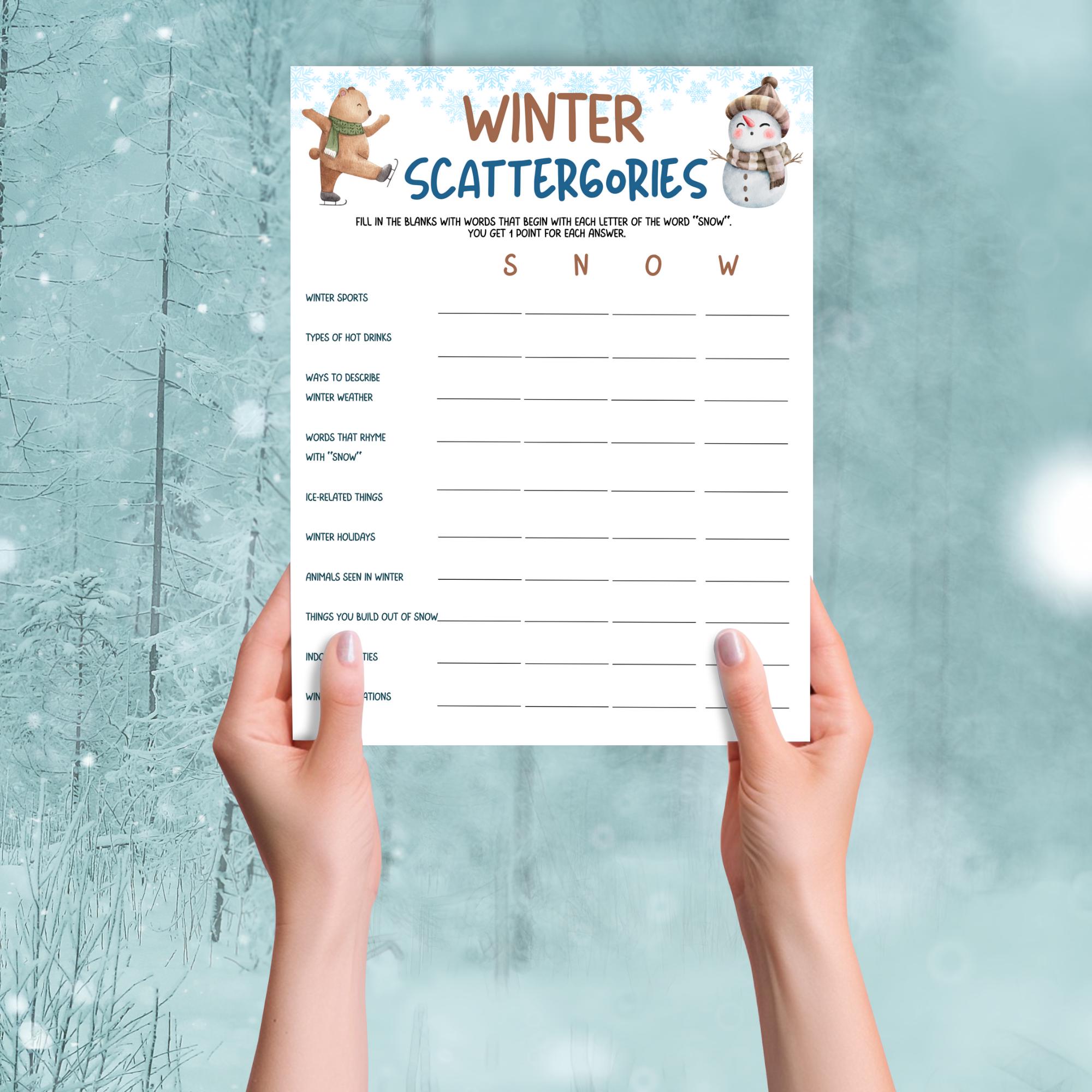 Winter Scattergories, Winter Party Games Winter Classroom Games Class ...