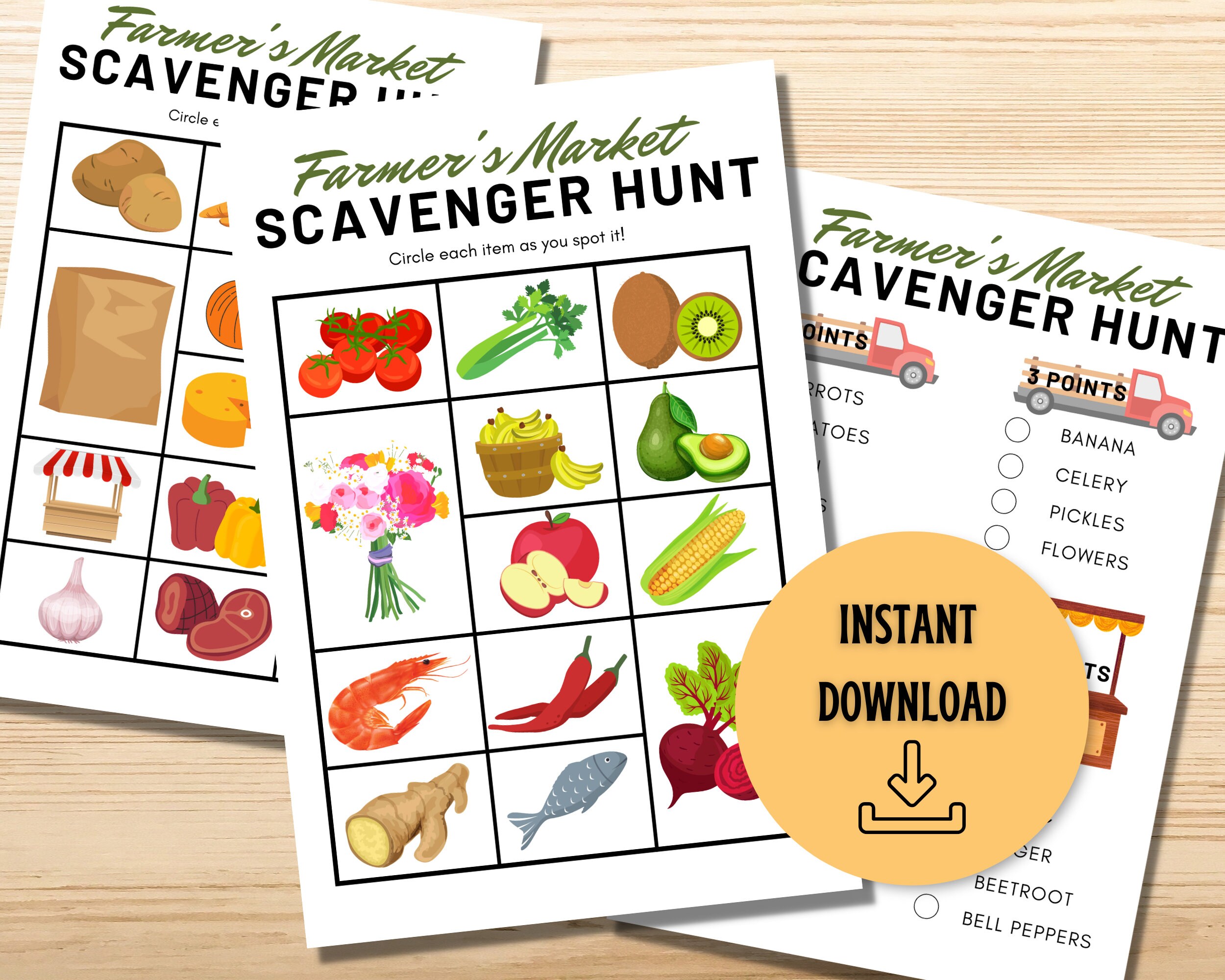 Farmers Market Scavenger Hunt for Kids, Outdoor Scavenger Hunt for Kids ...